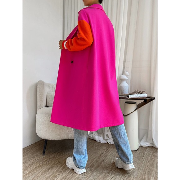 WILA | Jackets & Coats | Minimalist Colorblock Double Breasted Long Pea ...
